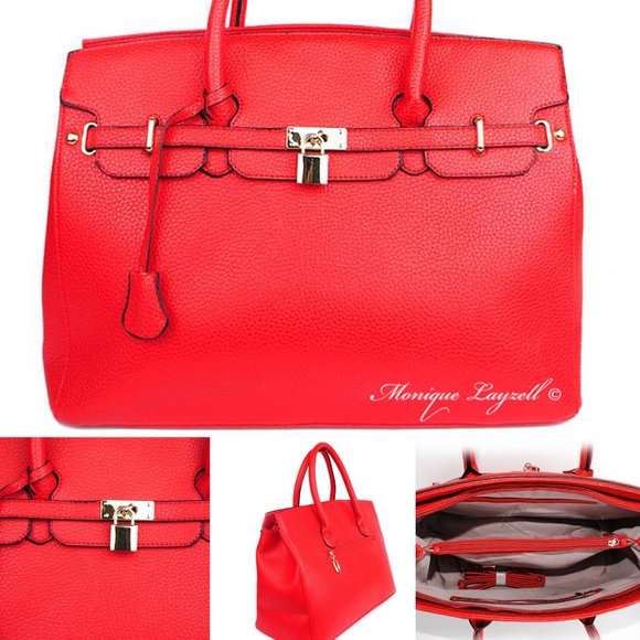 Bags | Red Fashion Inspired Tote Bag Faux Leather | Poshmark